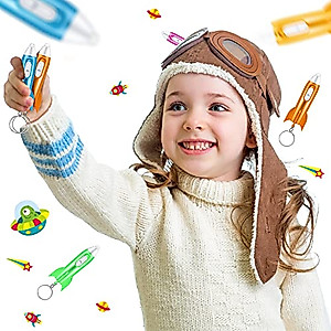 Hortsun Helicopter Mini Rocket Flashlight Keychain Outer Space Party Favors Bulk LED Flashlight Helicopter Key Ring Students Gift Birthday Party Favors(24 Pcs,Rocket)