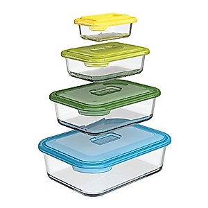 Joseph Joseph Nest Glass Storage Dishes-Multi-Colour, Set of 4, Multicolor