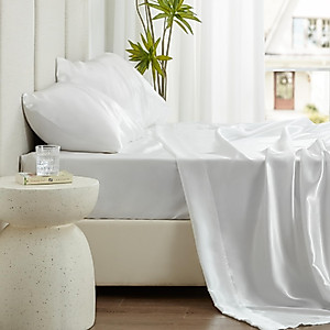 Love's cabin Twin Silky Soft Satin Bed Linen Set - 3 Piece with Deep Pockets, Luxury Satin Sheets, Wrinkle Resistant, Fits Mattresses up to 14''