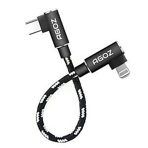 AGOZ 6 Inch MFI Certified Lightning to USB C Cable, 90° Right Angle Fast Charger Cord Compatible with iPhone 14, 13 Pro Max, 12, 11 Pro Max, Xs XR X 8