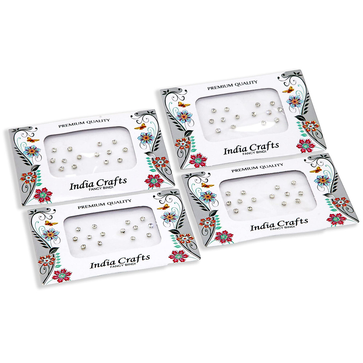 India Crafts 120 Bindi Dots Diamond Crystal Fake Nose Stud/Ear Stud Bindi Stickers Bindi Crystal