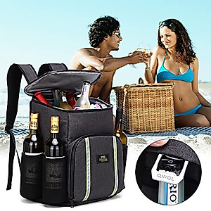 TRYPRY Cooler Backpack Leakproof 30 Cans Lightweight Backpack Insulated Cooler for Lunch Picnic Fishing Hiking Camping Park Beach (Black)