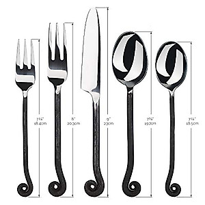 Gourmet Settings 20-Piece Flatware Treble Clef Collection Black Silverware Cutlery Kitchen Sets, Stainless Steel Utensils Knife/Fork/Spoons, Dishwasher Safe