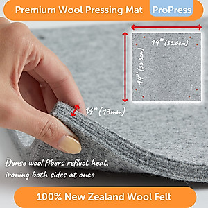 Oliso Multi-Mat Felt Pressing pad - 100% New Zealand Wool, Ideal for Quilting and Sewing - 14”x 14” ½” Thick [Packaging May Vary]