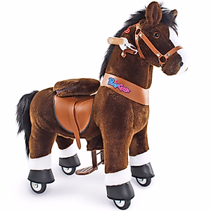 PonyCycle Ride on Horse Toy for Toddlers Classic Model U (with Brake/ 30" Height/Size 3 for Age 3-5) Riding Horse Toy Chocolate Brown Ux321