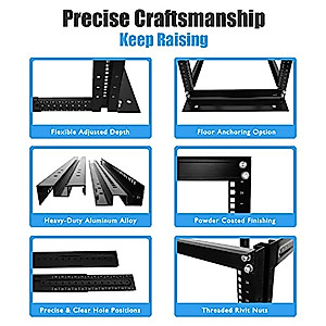 Raising Electronics Server Rack 4 Post Open Rack Frame Rack Enclosure 19 Inch Adjustable Depth Aluminum (27U,56Inch Height)