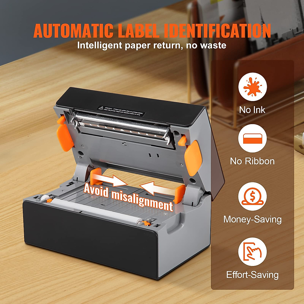 VEVOR HD(300DPI) Thermal Label Printer, Shipping Label Printer w/Auto Label Recognition, Support Windows/MacOS/Linux/Chromebook, Compatible w/Amazon, Ebay, Shopify, USPS, Etsy, UPS, etc.