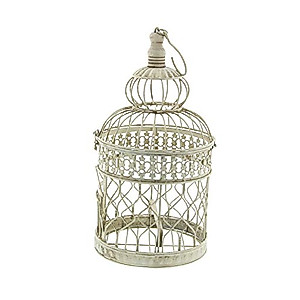 Deco 79 Metal Round Birdcage with Latch Lock Closure and Hanging Hook, Set of 2 22", 18"H, Cream