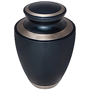 Cremation Urn by Liliane - Funeral Urn for Human Ashes - Hand Made in Brass - Suitable for Cemetery Burial or Niche - Large Size fits Remains of Adults up to 200 lbs - Ocean Blue Model (Blue)