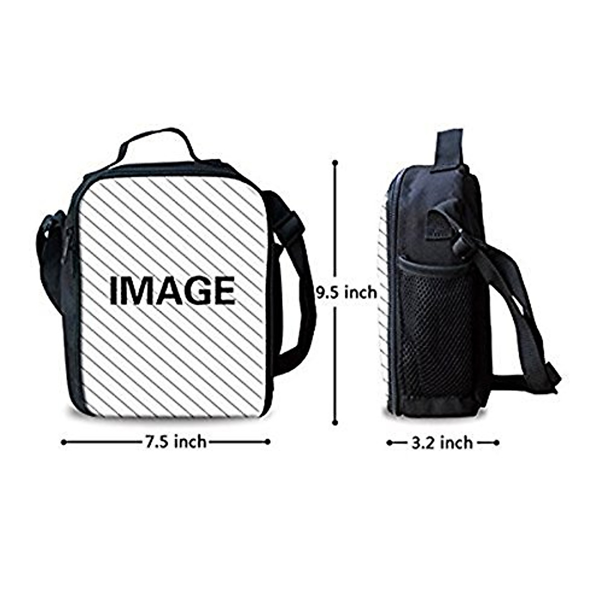 Dellukee School Lunch Bag For Kids Soft Boys Girls Adjustable Shoulder Strap Durable Handbag Tote Bag Reusable Insulated Lunch Box With Zipper Starry Sky Wolf Print