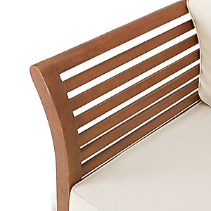 Stamford Eucalyptus Wood Outdoor Chair with Cushions, Durable Weather-Resistant Armrests & Plush Cushions for Garden, Patio & Porch 29 in. W x 24 in. D x 31 in. H