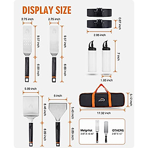 Advanced Griddle Accessories Kit for Blackstone, Melgrilot Flat Top Grill Accessories Set 9 Pcs with Reinforced Burger Spatula, Griddle Spatulas, Scraper, Professional Griddle Set for BBQ, Teppanyaki