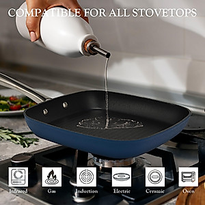HAFMOOBEY Pots and Pans Set Nonstick, 18PCS Blue and Black Induction Cookware Sets with Frying Pans, Saucepan & Cooking Pots