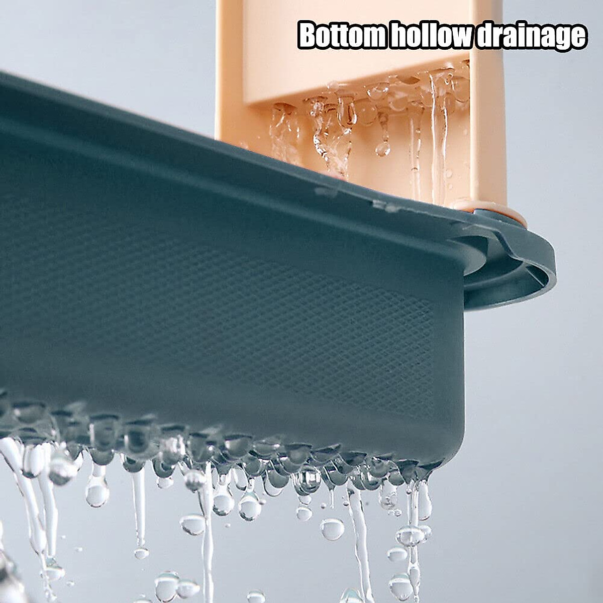 Telescopic Sink Holder, Adjustable Expandable Storage Drain Basket Rack, Sink Organizer Tray Sponge Soap Holder, Dish Cloth Hanger for Kitchen (Yellow-Blue)