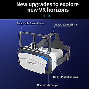 VR Headset Compatible with iPhone & Android Phone Within 4.7-7.2inch Display Screen- Universal Virtual Reality Goggles- Soft & Comfortable Updated 3D Glasses (G12-White)