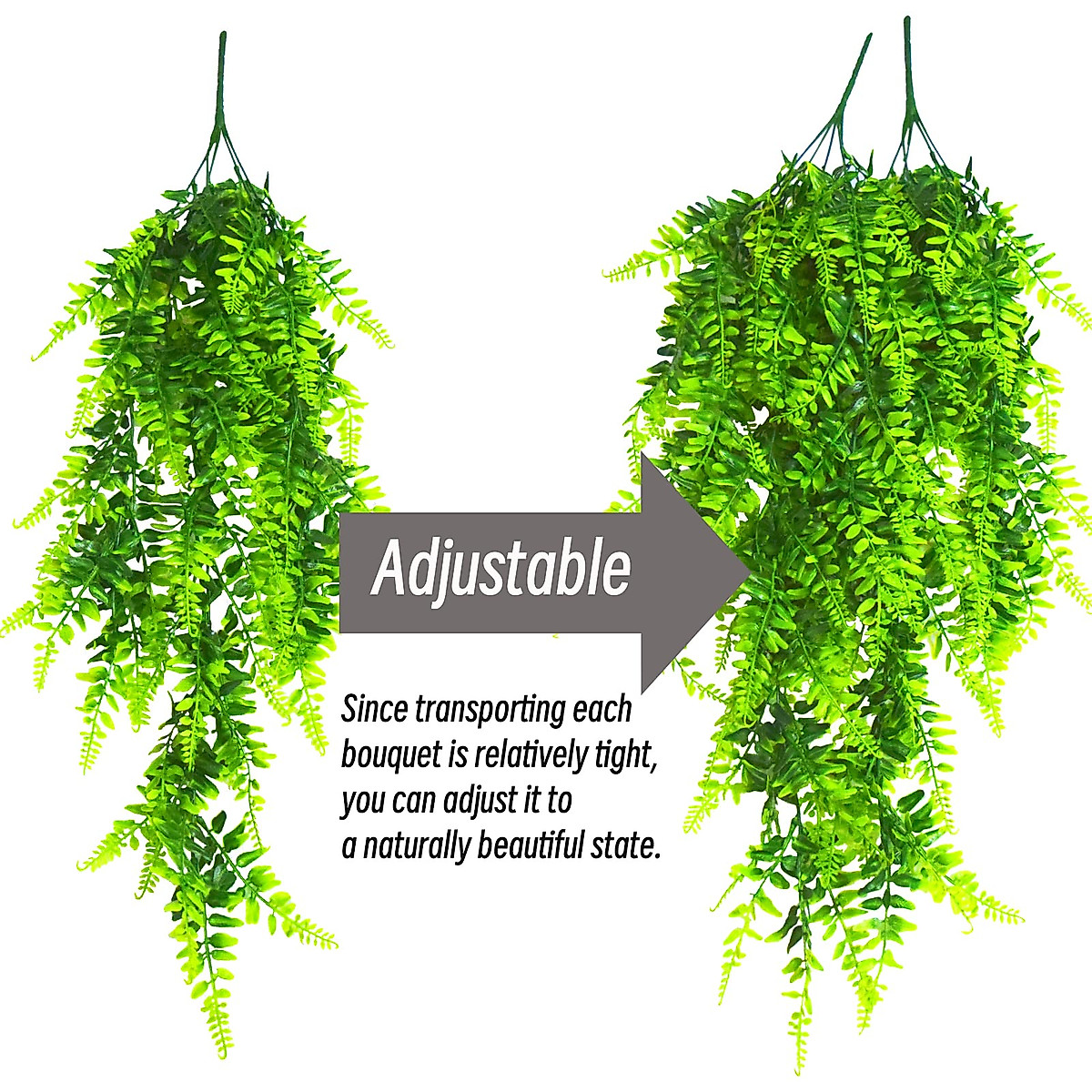 4 Pack Artificial Hanging Plants Fake Hanging Ferns Boston, Plastic Ivy Vines UV Resistant Faux Greenery Wall Plants for Outdoor Indoor Porch Yard Patio Office Garden Home Decor