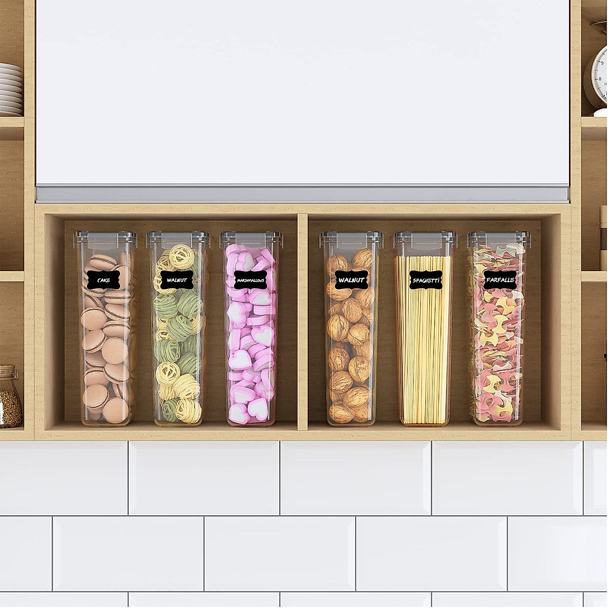 Pasta Containers, 2 Pk 2.8L Airtight Food Storage Containers, Spaghetti Containers for Pantry Organization and Storage, Kitchen Storage Containers for Noodles, Plastic Canisters with Durable Lids