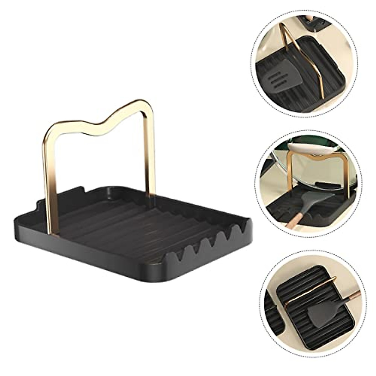 Zerodeko Spoon Stand for Kitchen Ladell Spoons lid and Spoon Rest Pan Cover Stand Pot lid Rack Stove Coffee Spoon Rest Pan Cover Rest Pot lid Storage Space Aluminum Chopstick Rest Household