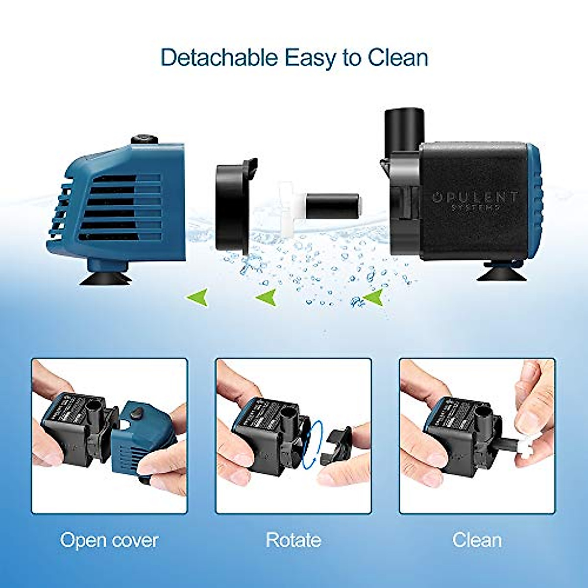 OPULENT SYSTEMS 100GPH 5W Submersible Pump (375L/H) Ultra Quiet Water Pump for Fish Tank, Pond, Aquarium, Statuary and Hydroponics