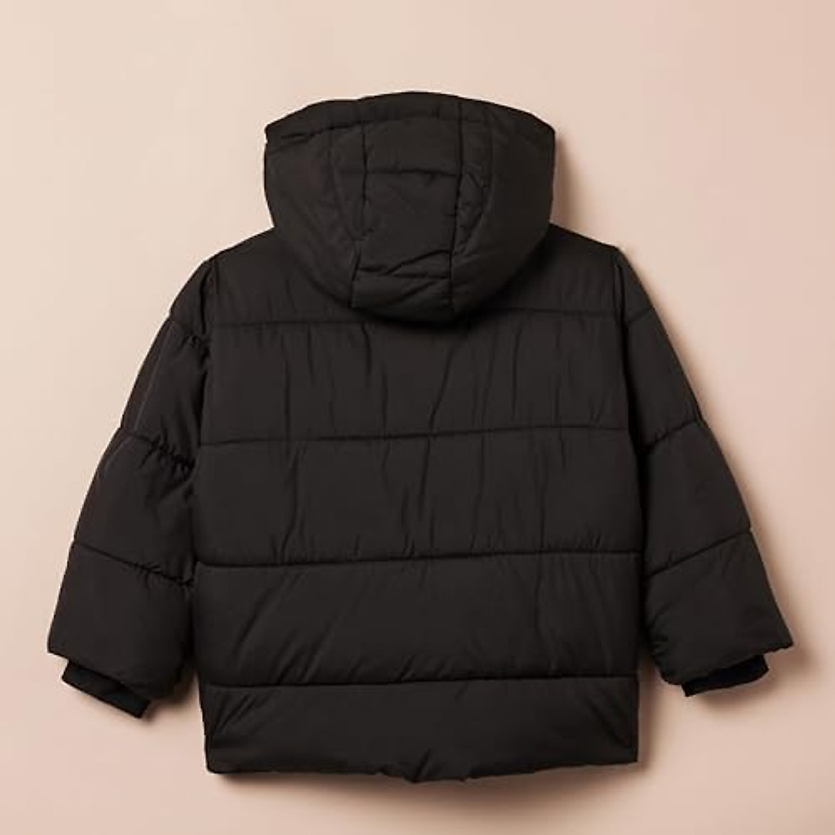 Amazon Essentials Boys' Heavyweight Hooded Puffer Jacket, Black, Small