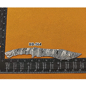 11 inches Long Kukri Point Dao Blank Blade, Hand Forged Twist Pattern Damascus Steel Hunting Knife Blade, 5" Finger Serrated Space with Finger Guard, 6" Sharp Cutting Edge