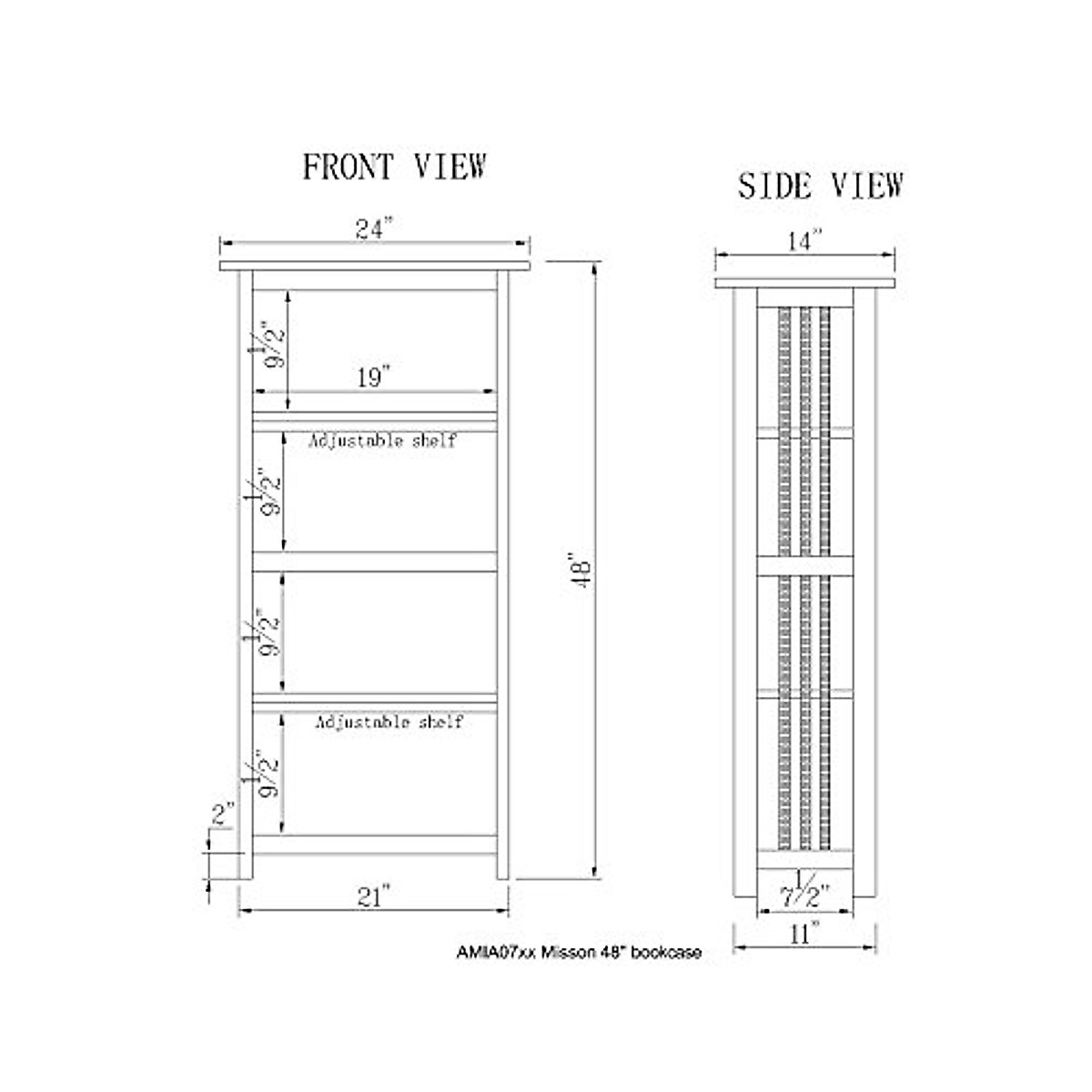 Mission 48" H Bookcase with 4 Shelves, Cherry