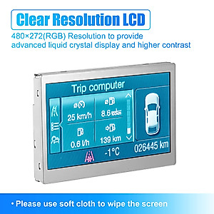 X AUTOHAUX LCD Display Color Screen LQ042T5DZ11 4.2" for 150MPH Speedometer Instrument for Ford Escape 2014-2016 for Ford Focus 2013-2016 50 Pins CMOS Clear Resolution LCD Module Anti Scratch