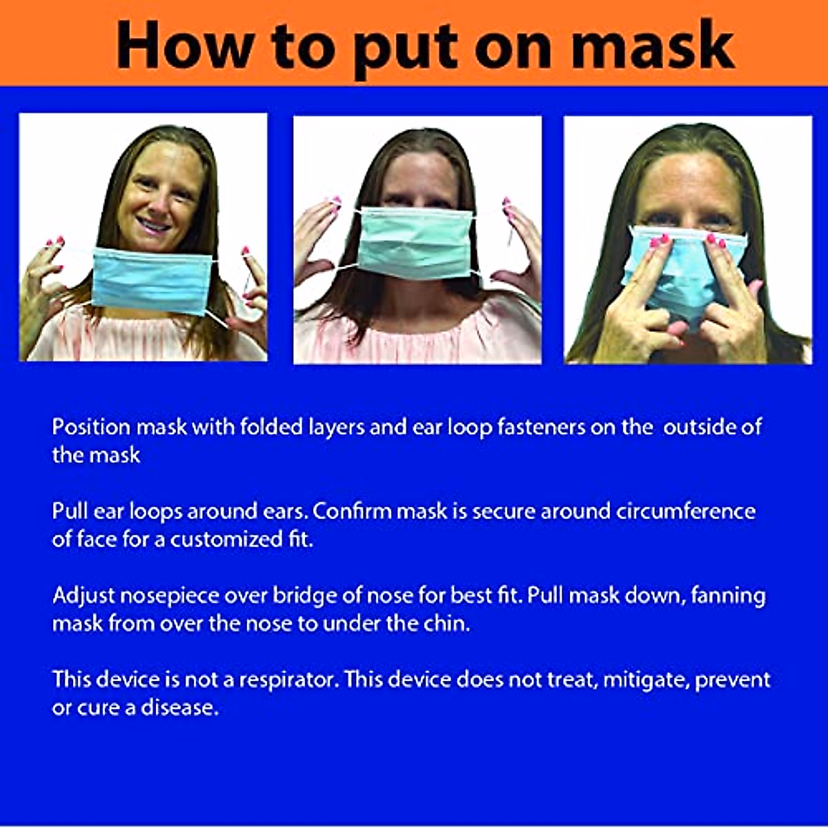 MADE IN USA, ASTM level 3, Disposable Face Mask, 3 layer, Nose Pin, Ear loops, For Men, Women & Children, Breathable, soft, hypoallergenic