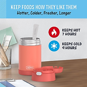 THERMOS FUNTAINER 16 Ounce Stainless Steel Vacuum Insulated Food Jar with Folding Spoon, Apricot