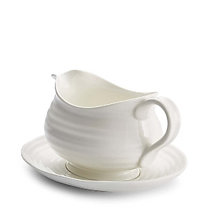 Portmeirion Sophie Conran White Gravy Boat and Stand