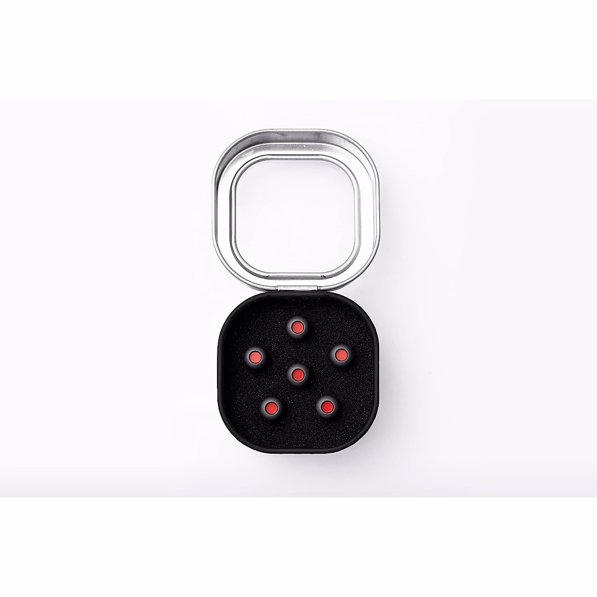 Martin Guitar LUXE by Martin Acoustic Guitar Bridge Pins, Acoustic Guitar Bridge-Pin Set, Matte Grey with Red Inlay, 6 Pins Per Pack