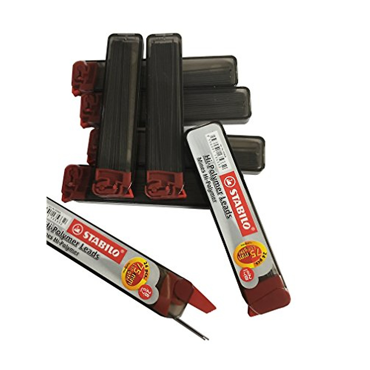 Stabilo Extra Long 0.7mm 2B Hi-Polymer Leads Strong Dark Smooth Mechanical Pencil Lead Refills For All 0.7 mm Mechanical Pencils (8 Tubes, 24 Leads Per Tube - Total 192 Leads)