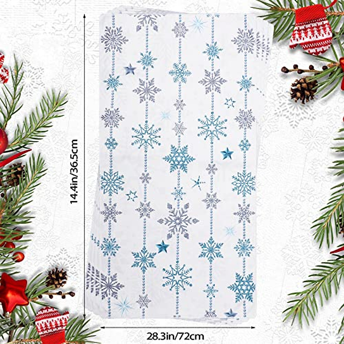 Funtery 3 Pcs Snowflake Snow Hand Bath Towel Absorbent Soft Hanging Towels Snowflake Hand Towels Winter Christmas Bathroom Towel for Bathroom Kitchen Dish Holiday Decor, 14 x 28 Inches