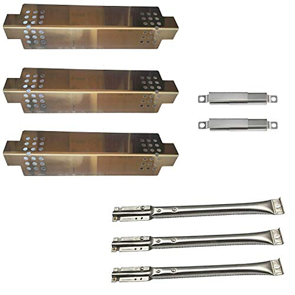Votenli S9116A(3-Pack) S1678A (3-Pack) 15 1/16" Stainless Steel Heat Plate,Crossover Tubes and Burner Replacement for Gas Grill Models Charbroil 463722313, Charbroil 463722314 and Charbroil 463742111