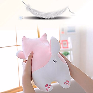 Shiba Inu Dog Plush Pillow, Cute Soft Corgi Stuffed Animals Doll Toys Gifts for Valentine, Christmas, Birthday, Bed, Sofa Chair (Pink Round Eye, 13.5in)