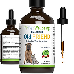 Pet Wellbeing Old Friend for Senior Dogs & Cats - Vet-Formulated - Aging Immune System & Joint Mobility Support in Older Pets - Natural Herbal Supplement 4 oz (118 ml)