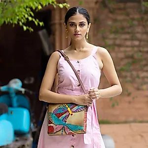 Anna by Anuschka Women's Anna Anuschka Hand Painted Women s Genuine Leather Slim Medium Crossbody Dancing Dragonflies, Dancing Dragonflies, One Size US