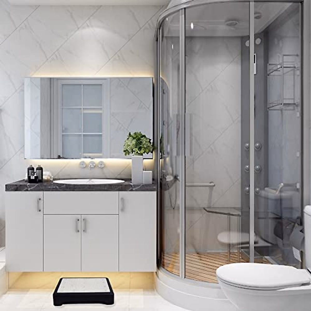 Half Step Stool, Heavy Duty Step Platform with Non-Slip Surface 440 Lbs Load Capacity, Mobility Step Stools for Adults & Elderly Seniors Indoor and Outdoor Use, Medium Size