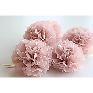 Set of 9 Dusty Rose Mauve Pink Tissue Pom Poms Paper Flowers Wall Backdrop Centerpieces for Wedding Nursery Baby Shower Hanging Decoration