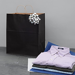 Prime Line Packaging 14x10x16.5 100 Pack Small Shopping Bag, Black Paper Bags with Handles for Small Business, Boutique, Thank You Gift Bags Bulk