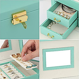 Useeland Jewelry Organizer Box for Mothers Day Gifts, Multifunction Travel Jewelry Case with Mirror, for Bracelets Earrings Rings Necklaces Watches, Gift for Women, Girl, Wife, Mother, Girlfriend