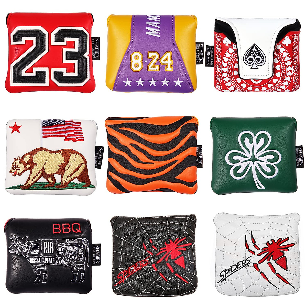 Golf large mallet headcover for Taylormade MySpider X Putter, MySpider Tour putter (Brown bear)