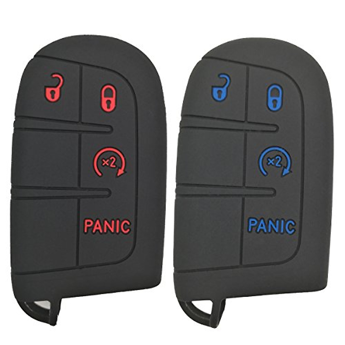 Coolbestda 2Pcs Rubber 4Buttons Smart Key Remote Fob Cover Case Skin Jacket Keyless Protector Bag for Dodge Durango Journey Dart Challenger Jeep Renegade Fiat