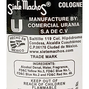 Siete Machos URANIA Original Cologne 3.72 oz. (110ml) (1 Pack)