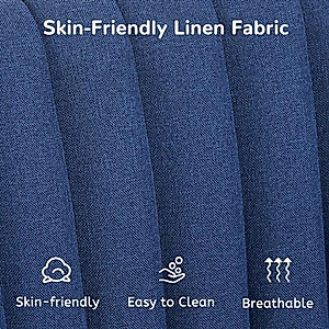 Furniliving 36.8 Inch Modern Swivel Accent Chair, Mid Century Living Room Chair with Wood Legs Comfy Mid Back Arm Chairs Home Office Desk Chair No Wheels for Bedroom, DarkBlue