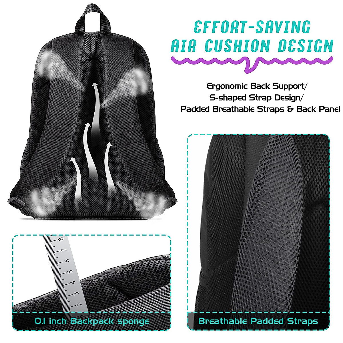 Cat Cute Aesthetic Backpack Set for Elementary School Student, Lightweight Classic Backpack for Women Girls School Bookbags with Lunch Box Pencil Case, Kawaii Backpack for Travel, School, Outdoor