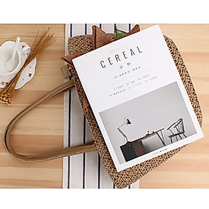 H.S.G.K Pastoral Straw Bag Hemp Flower Woven Bag Women Beach Bag Summer Sunflower Shoulder Bag Handles Handbag Tote Zipper