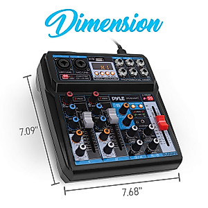 Pyle Professional Wireless DJ Audio Mixer - 6-Channel Bluetooth Compatible DJ Controller Sound Mixer w/DSP Effects, USB Audio Interface, Dual RCA In, XLR/1/4" Microphone In, Headphone Jack PMX44T
