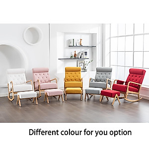 Rocking Chair with Ottoman, Nursery Glider with Thick Padded Cushion & Tall Backrest (Microfiber Fabric in Rustic Coffee)