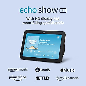 Amazon Echo Show 8 (newest model), With Spatial Audio, Smart Home Hub, and Alexa, Charcoal